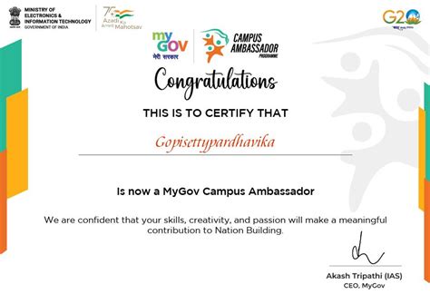 Mygov Campusambassador Nationbuilding Leadership Youthempowerment