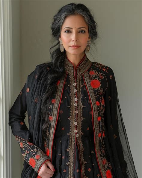 An Indian Middle Age Women In A Solid Wallpaper Premium Ai Generated