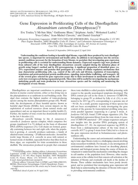 Toulza Et Al 2010 Gene Expression In Proliferating Cells Of The