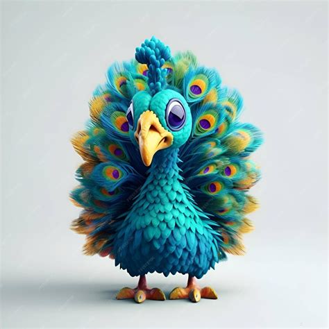 Premium Ai Image Funny Peacock Isolated On White Background 3d