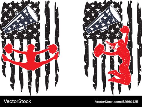 Cheerleader Us Flag American Cheerleading Cheer Vector Image