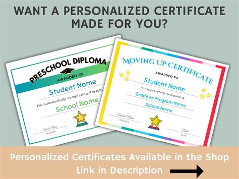 Editable Moving Up Certificate Preschool Graduation Daycare