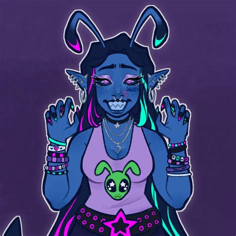 Alien Girl Adoptable Bioluminescent Punk Theme Etsy