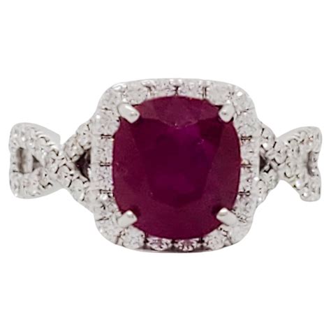 Square Cushion Ruby Diamond Gold Ring For Sale At 1stdibs