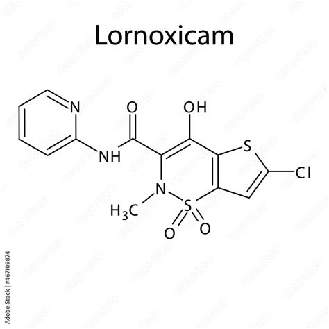 Lornoxicam Molecular Structure Flat Skeletal Chemical Formula Nsaid