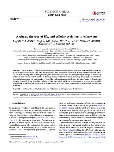 Pdf Archaea The Tree Of Life And Cellular Evolution In Eukaryotes