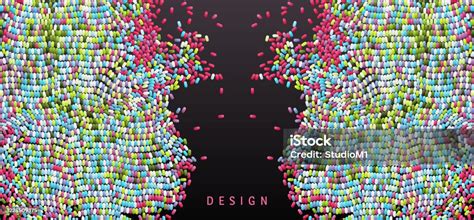 임의의 타원형의 불규칙한 배열 또는 행렬 배경이 작은 조각으로 분해됩니다 모션 벡터 그림입니다 3차원 형태에 대한 스톡 벡터