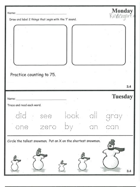 Grade K Assignments Part 1 Pdf