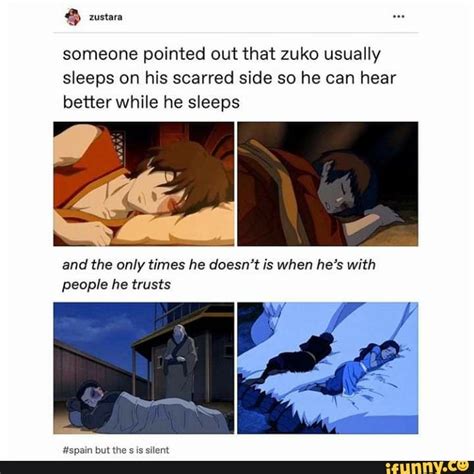 Wstara Someone Pointed Out That Zuko Usually Sleeps On His Scarred Side
