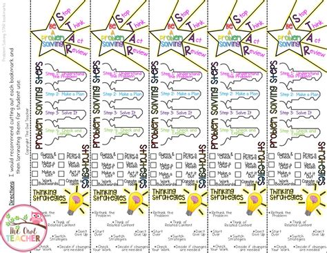Math Problem Solving Bookmarks Classroom Freebies