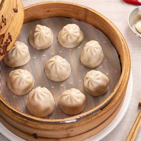 Steamed Pork Soup Dumplings Named Xiao Long Bao In Taiwan Stock Image