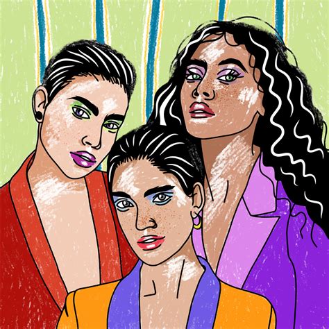 Beautiful Portraits Of A Group Of Girls In Colorful Clothes Bright