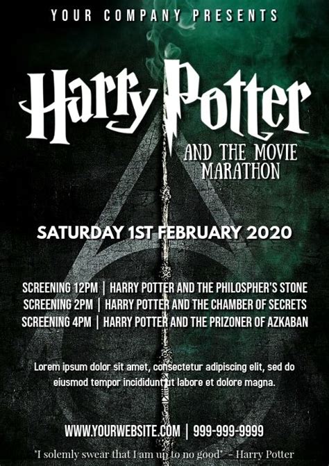 Template Harry Potter Movie Event Flyer Templates Business Card Logo