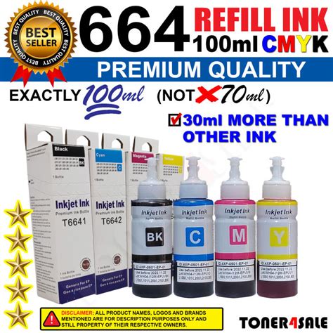 100ml Epson 664 T664 Ink Refill Compatible For Epson L120 L121 L210