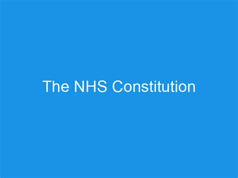 The Nhs Constitution Jrb