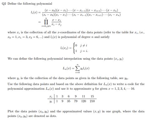 Solved Q2 Define The Following Polynomial