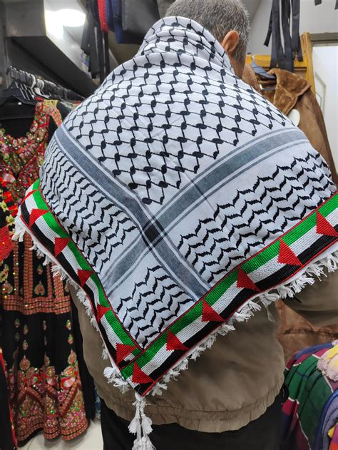 Palestinian Flag Stitched And Surrounding Palestinian Keffiyeh