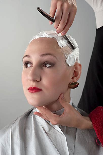Girl Head Shave In Barber Shop