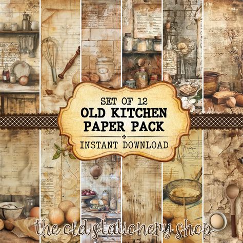 Old Kitchen Paper Pack Vintage Junk Journal Printable Pages
