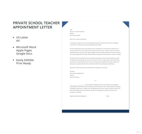 13 Teacher Appointment Letters Free Sample Example Format Download