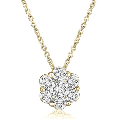 Yellow Gold Diamond Cluster Necklace Troy Shoppe Jewellers