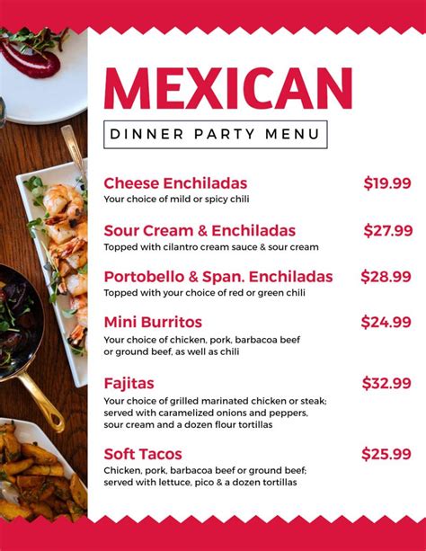 Menu Examples Mexican At Betty Boston Blog