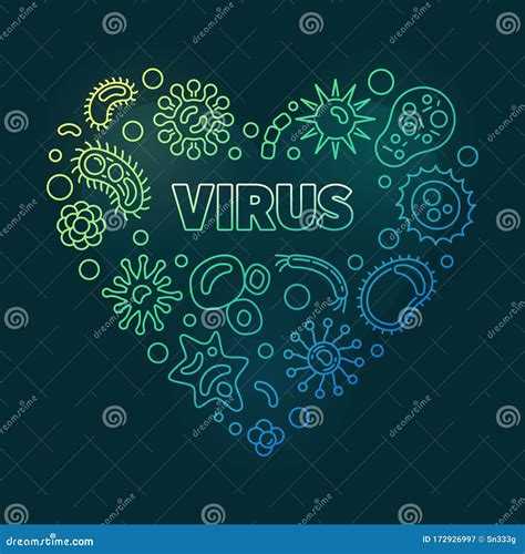 Virus Colored Frame Vector Concept Modern Linear Illustration