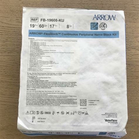 New Arrow Fb 19608 Ku Flexblock Continuous Peripheral Nerve Block Kit