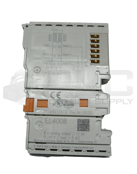 BECKHOFF EL4008 ETHERCAT TERMINAL 8 CHANNEL 24VDC PLC Toolbox Supply
