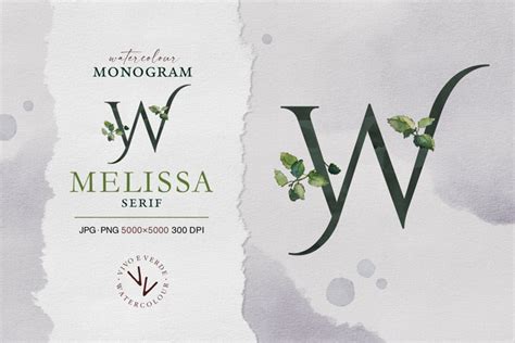 Sublimation Monogram Letter W Watercolour Serif Alphabet