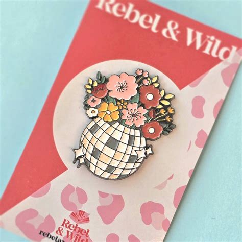 Floral Disco Ball Enamel Pin Badge By Rebel And Wild