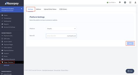 Integrate Razorpay Magic Checkout With Shopify Website Razorpay Docs