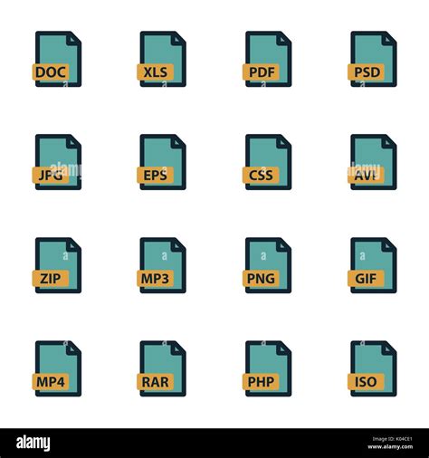 Vector Flat File Type Icons Set Stock Vector Image Art Alamy