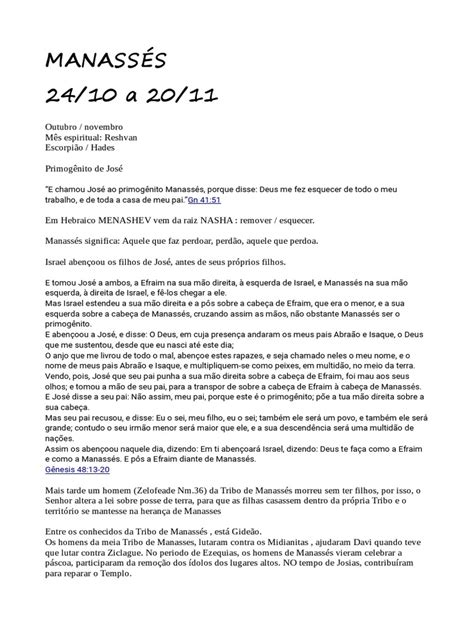 Tribo De Manassés Download Grátis Pdf Isaac Gênesis Livro