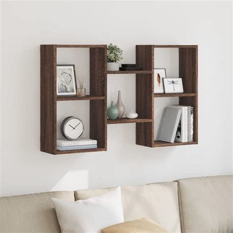 Vidaxl Wall Shelf Brown Oak Engineered Wood Medium Floating Shelf