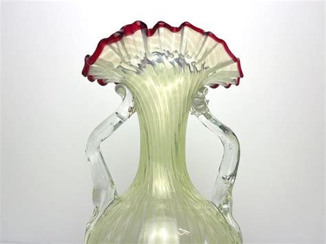 Rare Find Victorian Burtles Tate And Co Striped Vaseline Vase Etsy