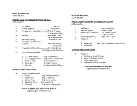 Emcee Script For Nutrition Month Program Of Activities Tangoper