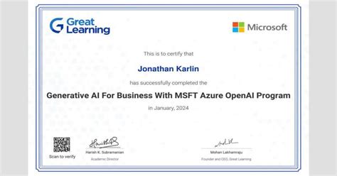 Jonathan Karlin Successfully Completed Gen Ai Msft Program Jon Karlin