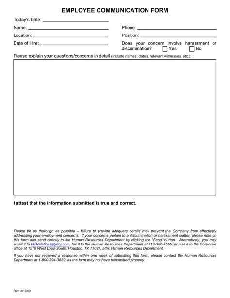 Employee Communication Form ≡ Fill Out Printable Pdf Forms Online