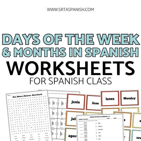 Days Of The Week In Spanish Printable Worksheet Activities Srta Spanish