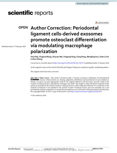 Pdf Author Correction Periodontal Ligament Cells Derived Exosomes Promote Osteoclast