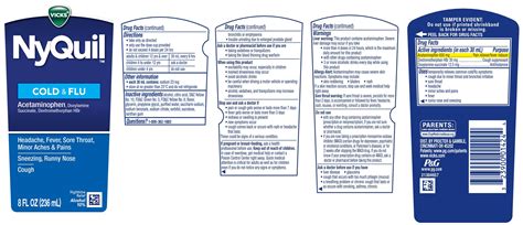 Dailymed Vicks Nyquil Cold And Flu Acetaminophen Dextromethorphan Hydrobromide And
