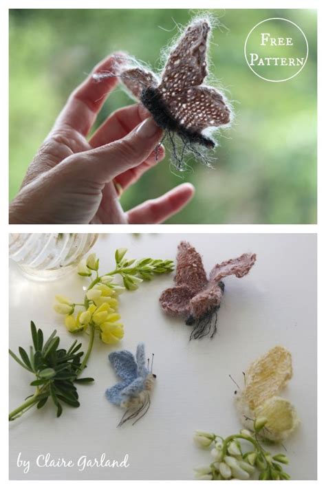 Butterfly Free Knitting Pattern Knitted Toys Free Patterns Knitted Flower Pattern Miniature