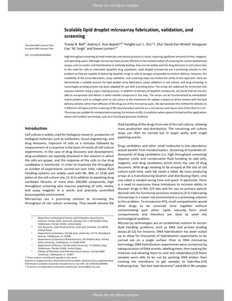 Pdf Scalable Lipid Droplet Microarray Fabrication Validation And