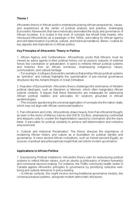 Afrocentric Theory In African Politics Key Insights And Challenges