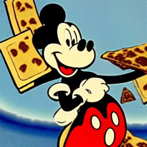 Mickey Mouse Eating Pizza