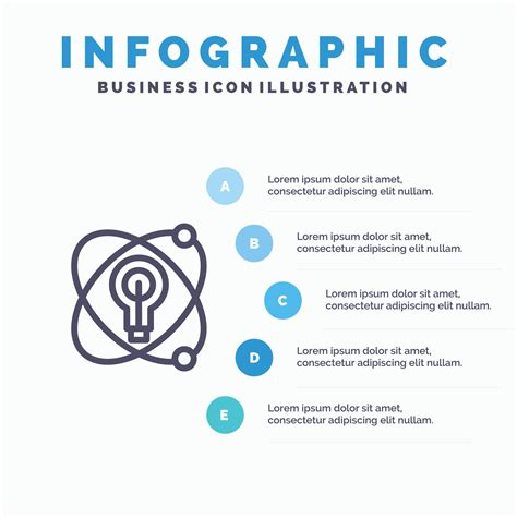 Atom Education Nuclear Bulb Blue Infographics Template 5 Steps Vector
