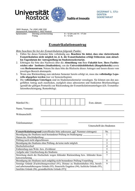Ex Matriculation Form