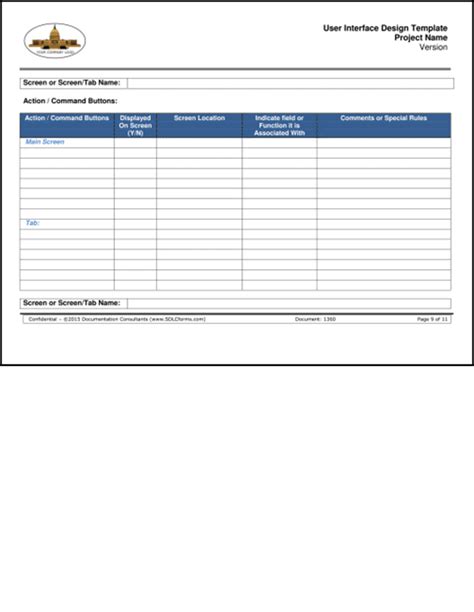 Sdlcforms User Interface Design Template