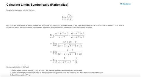 Solved Calculate Limits Symbolically Rationalize My